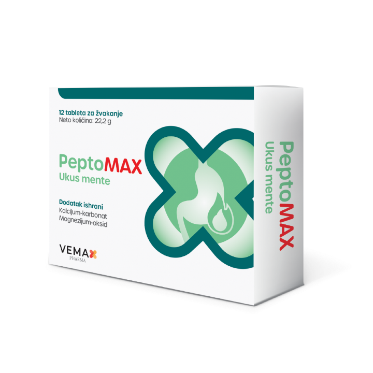 PEPTOMAX tablete za žvakanje, 12kom, ukus mente - 323414 | online apoteka